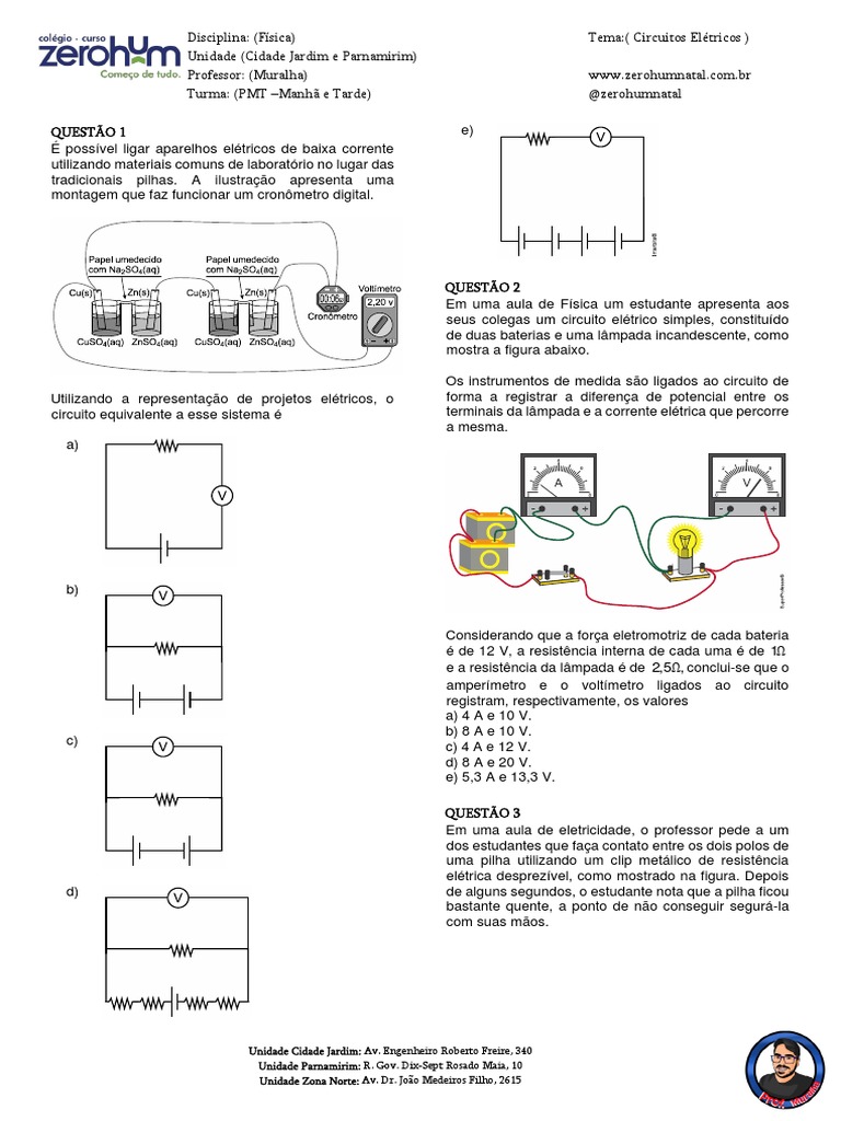 Aula Geradores-Circuitos Fisica 3 MRL | PDF | Resistência elétrica e condutividade | Rede elétrica