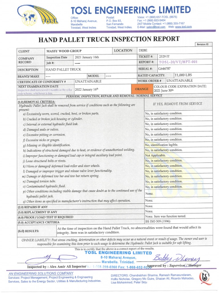 Hand Pallet Truck - Certificates | PDF
