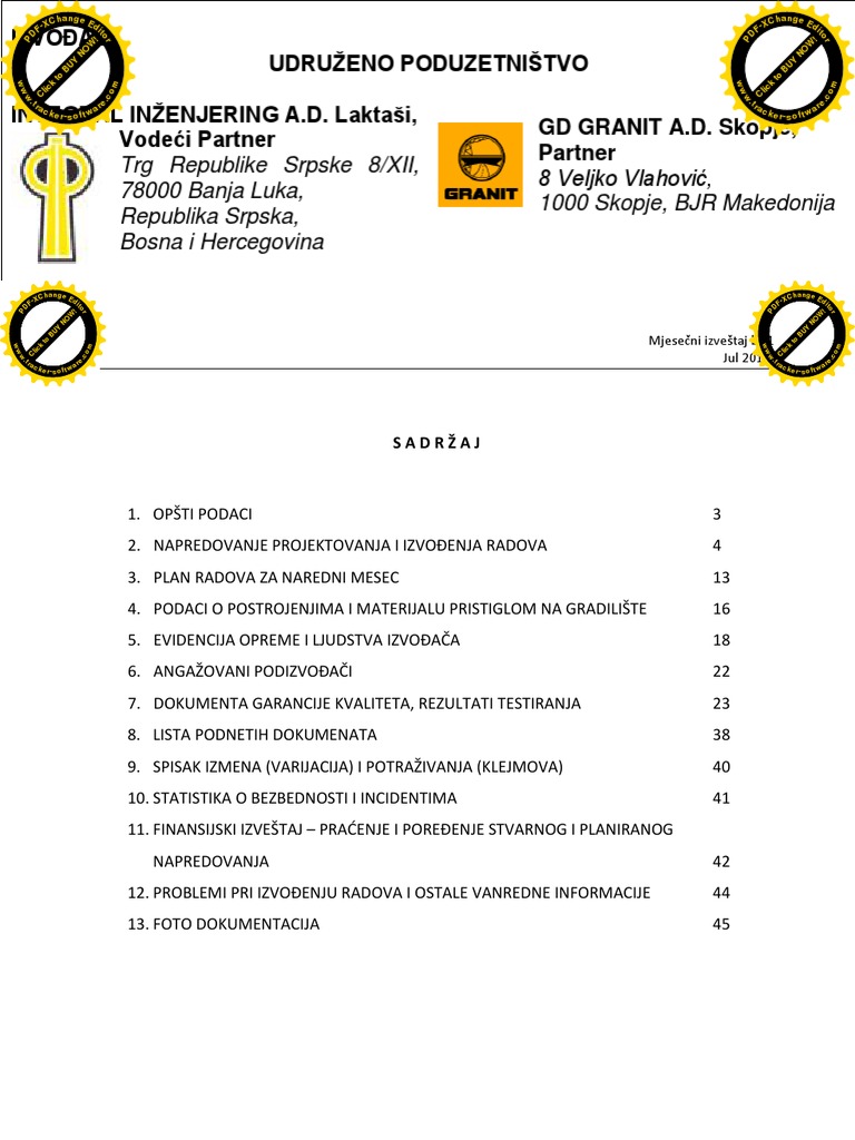 Mesecni Izvestaj Br.1 1 | PDF