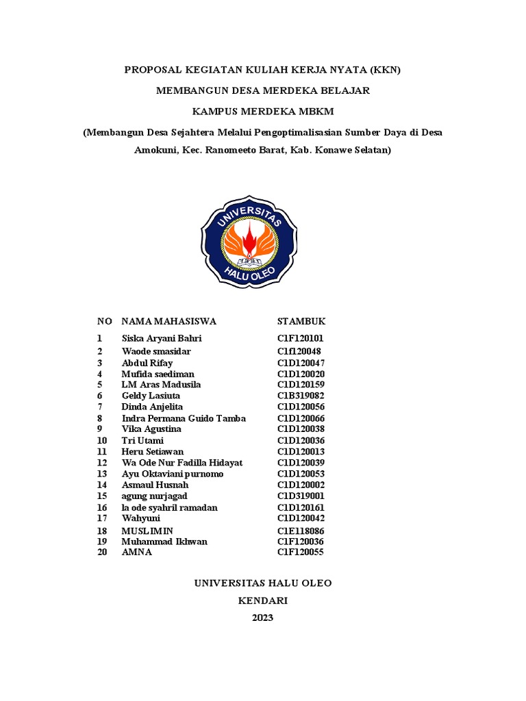 Proposal KKN Amokuni | PDF