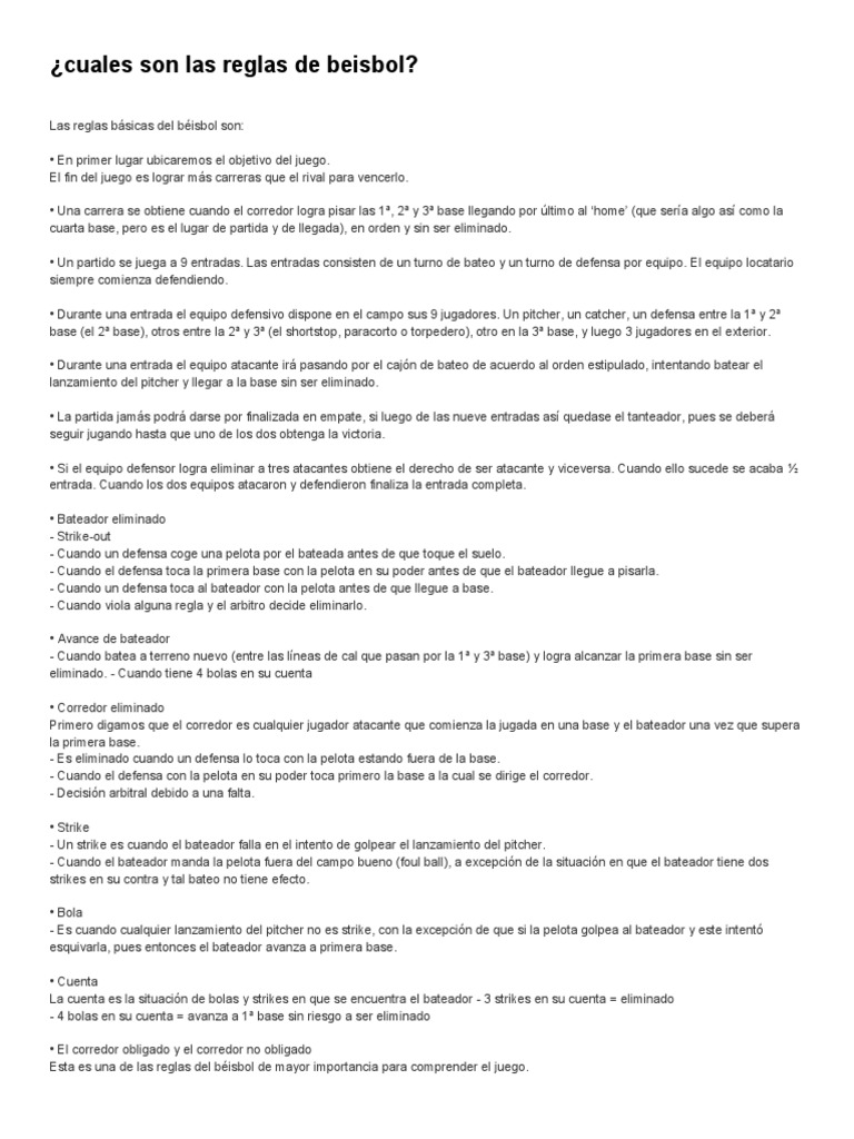 Beisbol Reglas | PDF