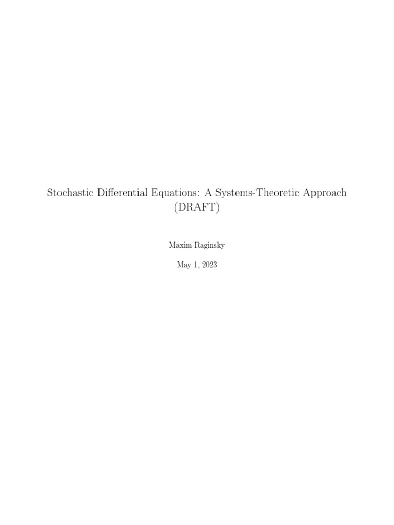 SDE Book | PDF | Stochastic Differential Equation | Mathematics