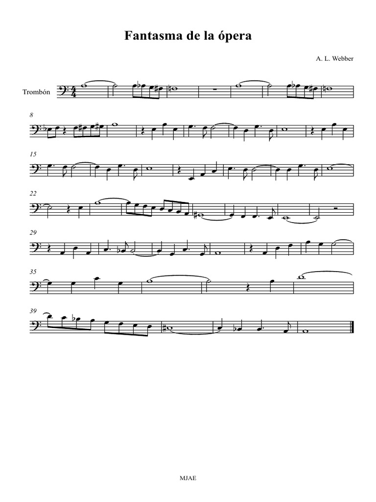 Fantasma de la ópera trombón - Partitura completa | PDF