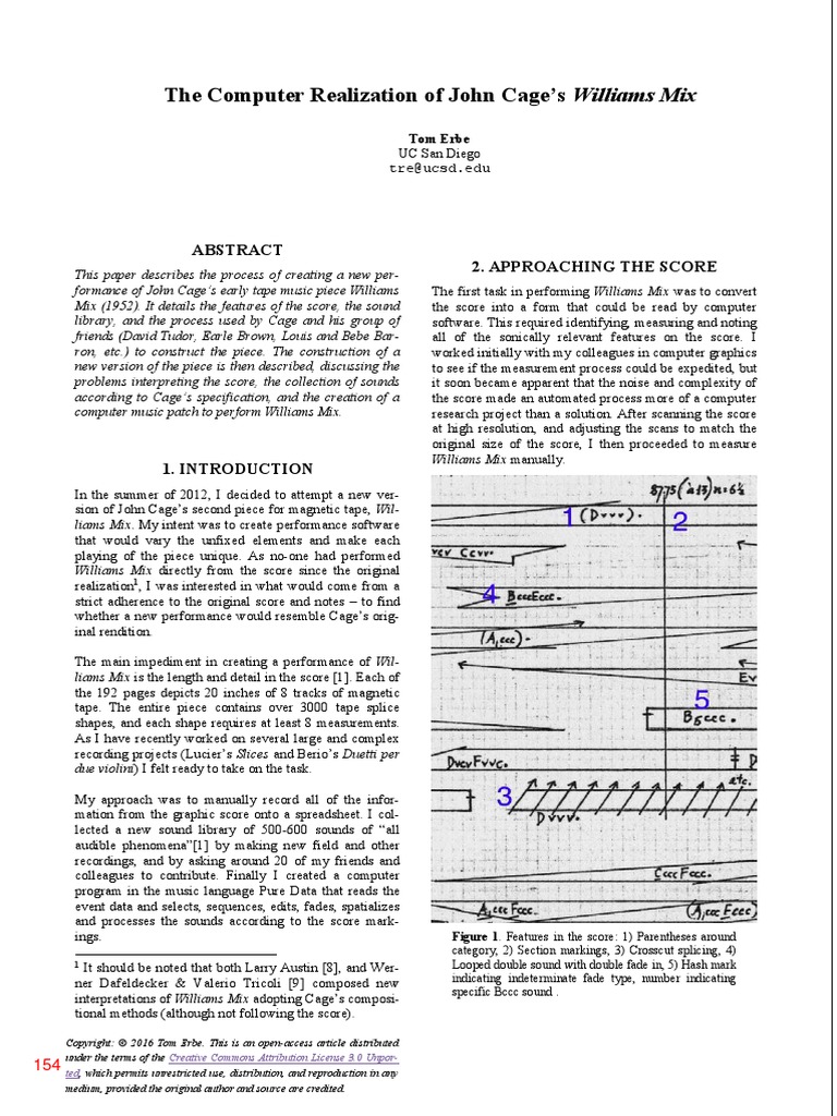 Computer Realization of John Cages Williams Mix | PDF