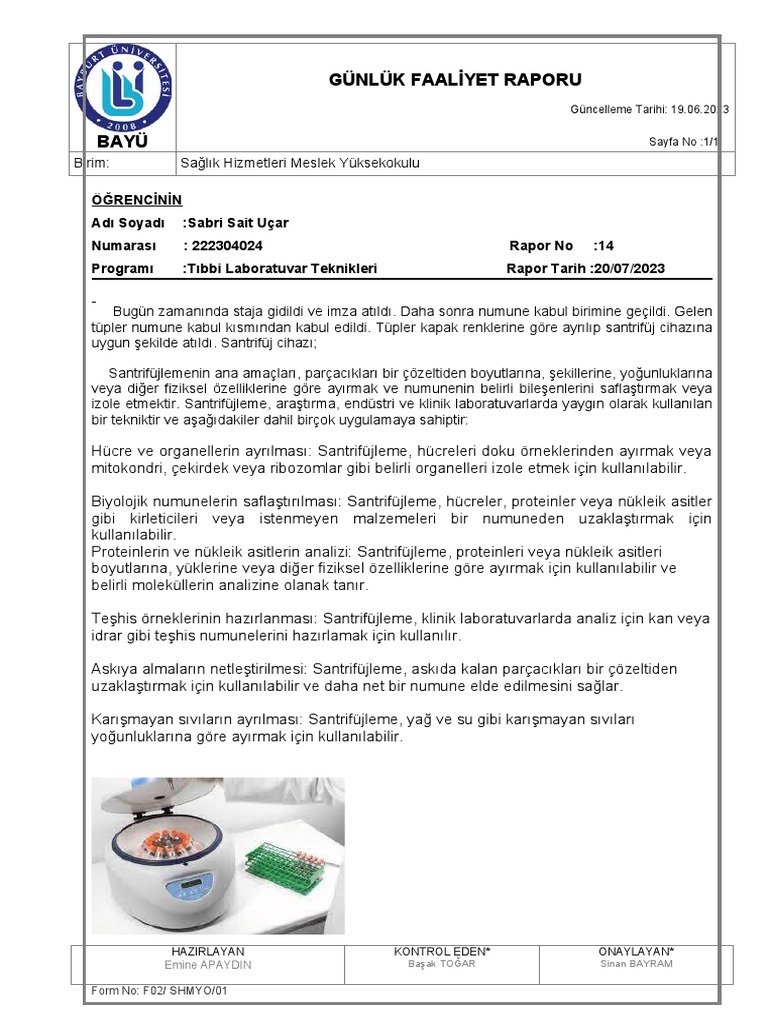 Günlük Faaliyet Raporu | PDF