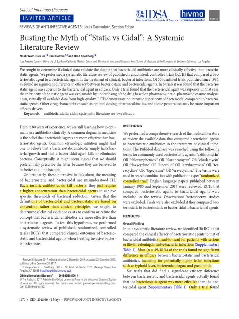 Clin Infect Dis - 2018-Wlad-Busting The Myth of Static Vs Cidal Review ...