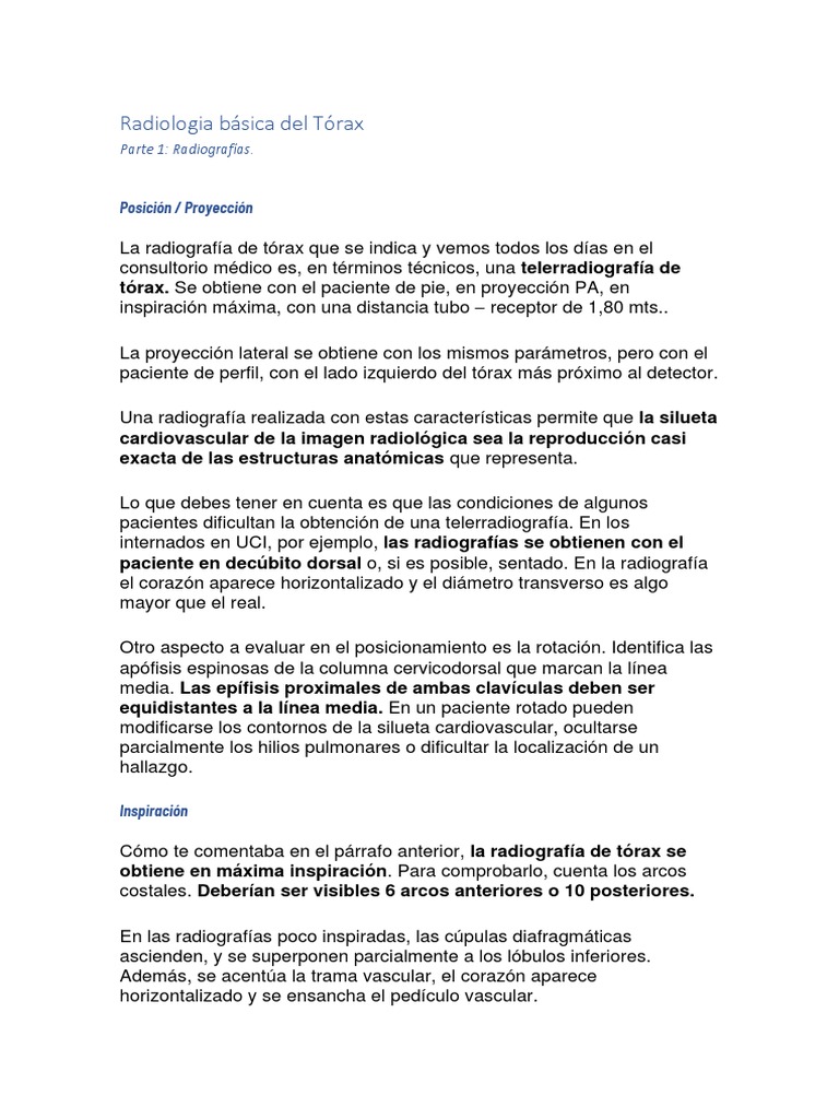 RadiologÃ A de TÃ Rax | PDF