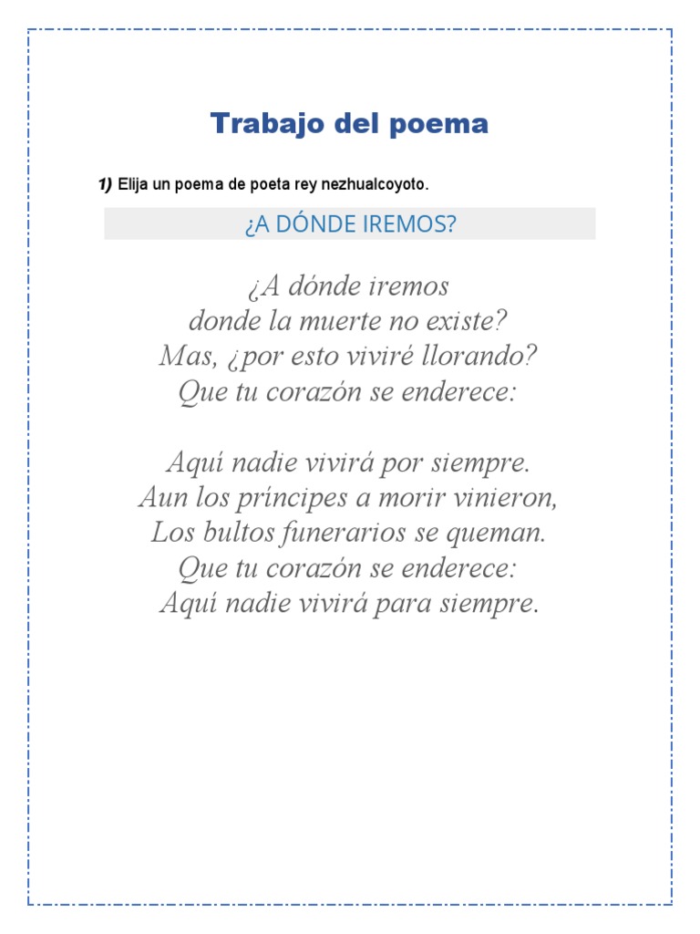 Trabajo Del Poema | PDF