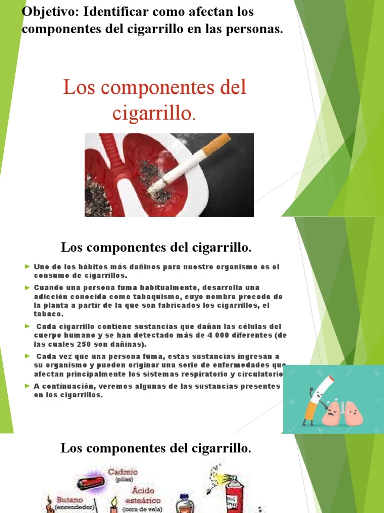 Los Componentes Del Cigarrillo | PDF | Cigarrillo | Nicotina