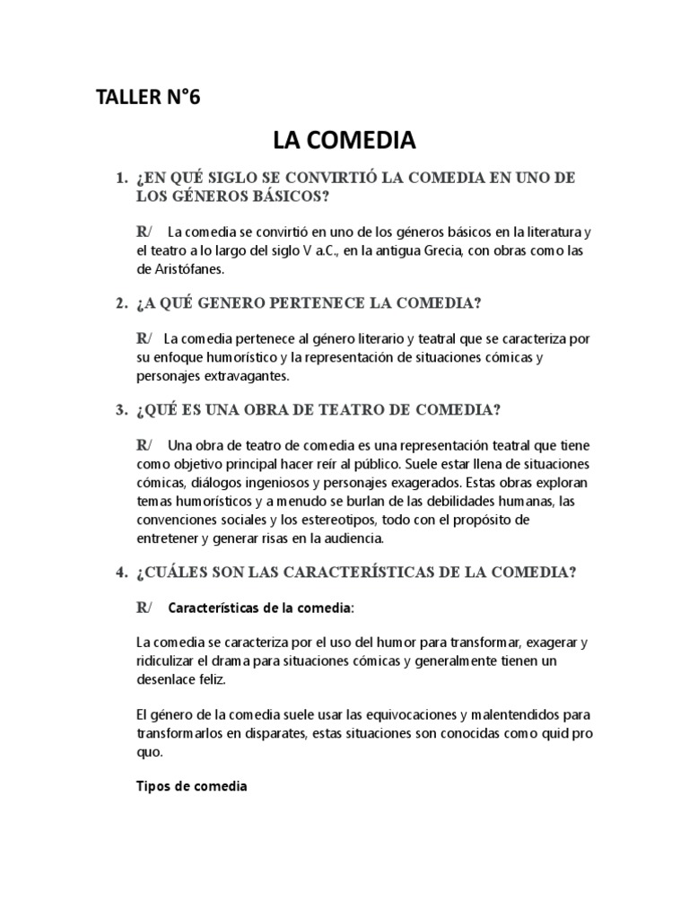 Taller 6 LA COMEDIA | PDF