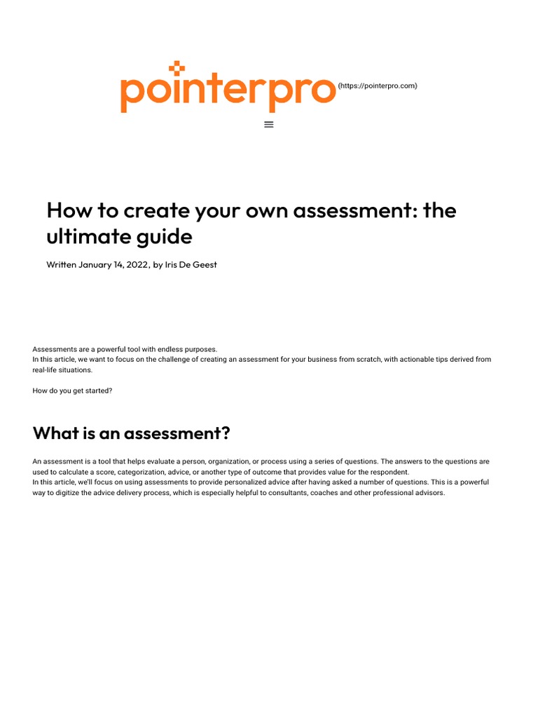 How To Create Your Own Assessment - The Ultimate Guide - Pointerpro | PDF