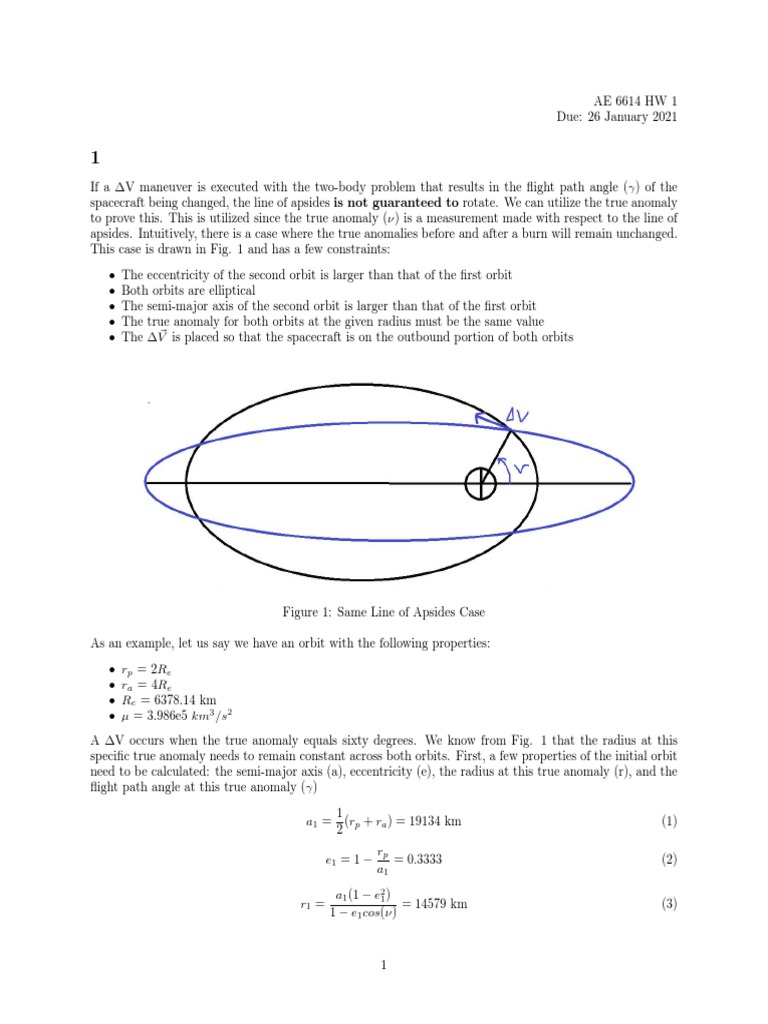 Spacecraft Dynamics Homework 1 | PDF | Euclidean Vector | Orbit