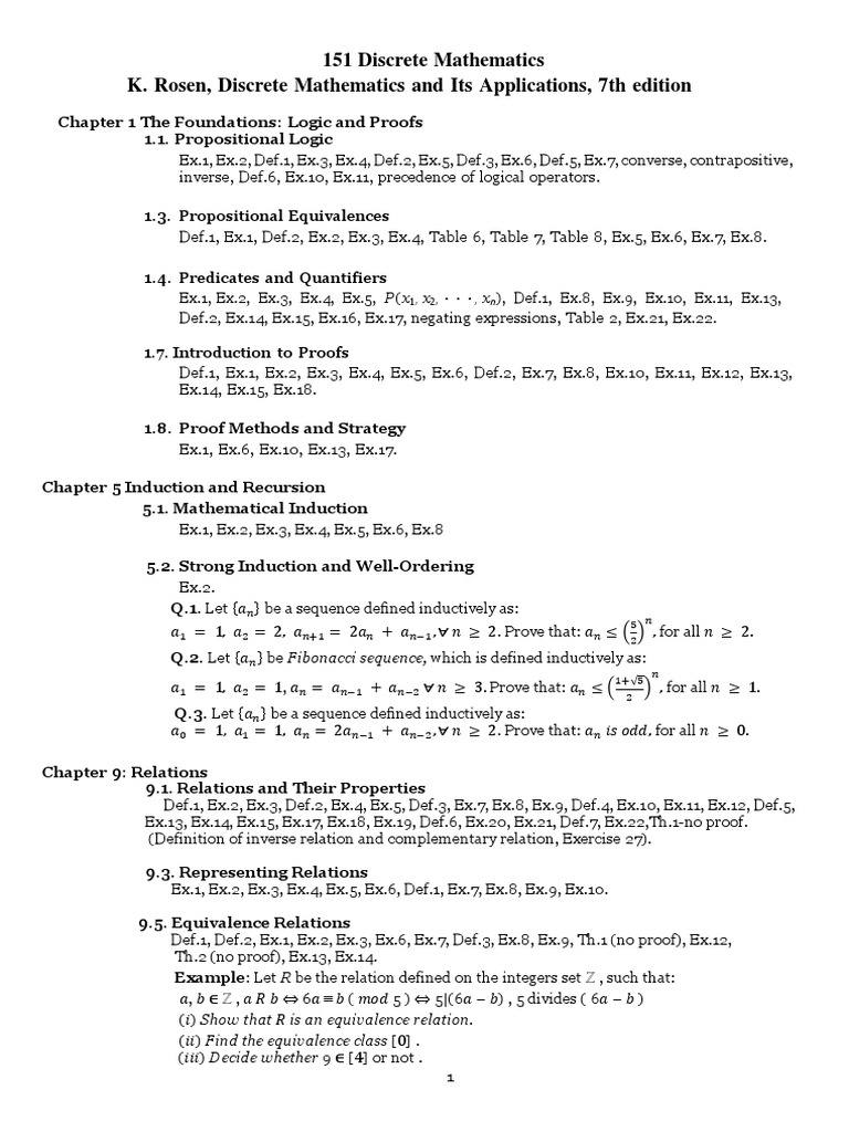 Math 151-New Syllabus-45 | PDF | Integer | Mathematical Proof