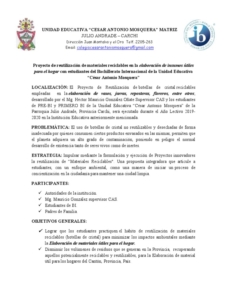 Proyecto Reciclaje Pdf