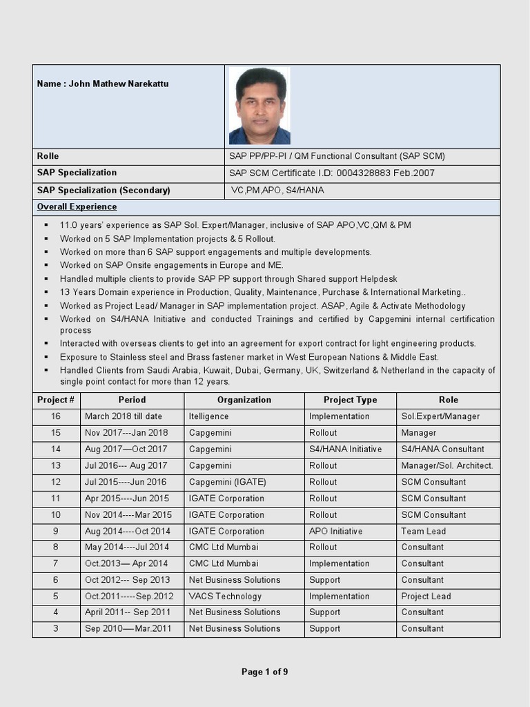 John CV | PDF | Business Process | Supply Chain Management