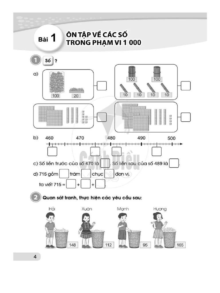 Vo Bai Tap Toan Lop 3 Tap 1 Canh Dieu Bai 1 On Tap Ve Cac So Trong Pham ...
