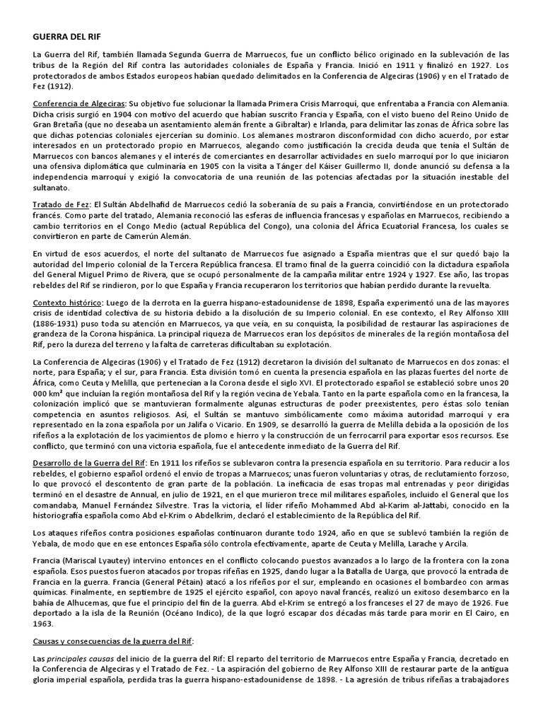 Guerra Del Rif | PDF | Militar | Relaciones Internacionales
