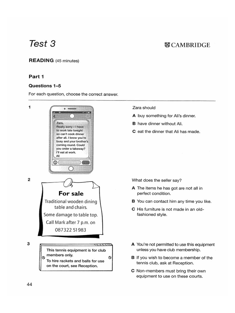 B1 Preliminary 1 Test 3 | PDF