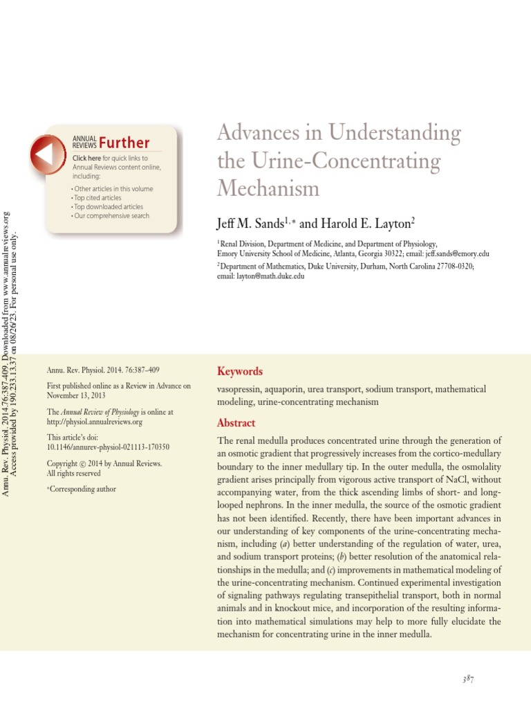 Advances in Understanding The Urine-Concentrating Mechanism | Download ...