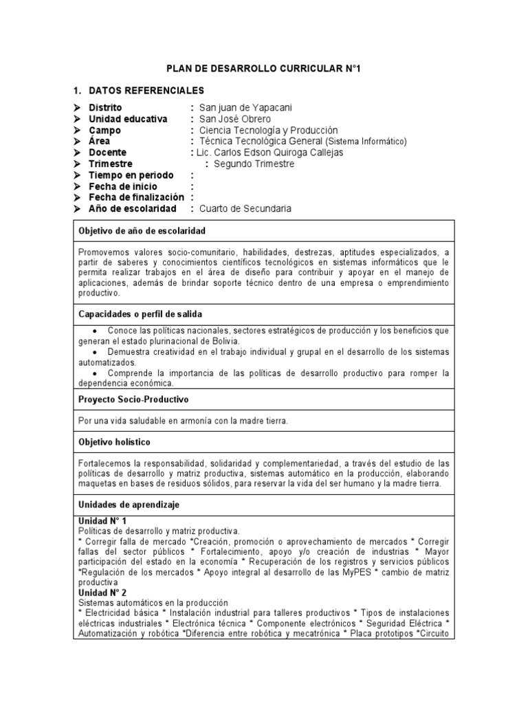 Plan de Desarrollo Curricular | PDF | Microsoft PowerPoint | Microsoft Excel
