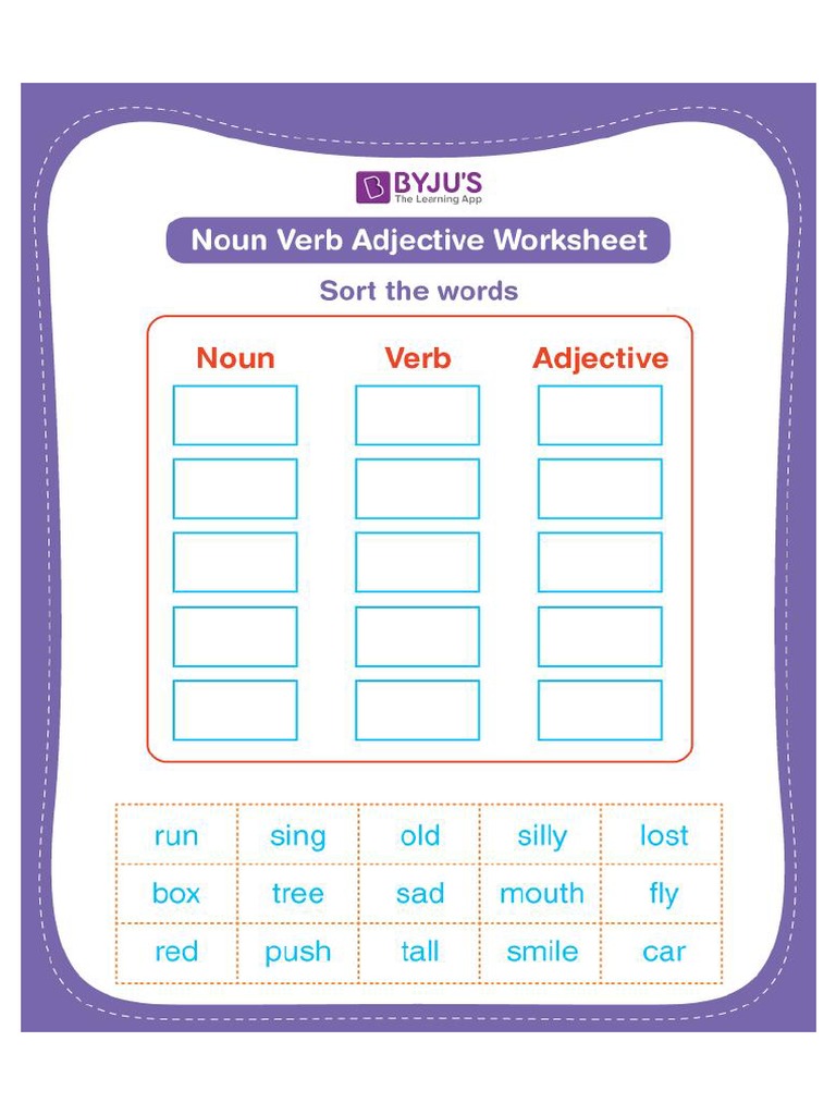 Noun Verb Adjective Worksheet 2 | PDF