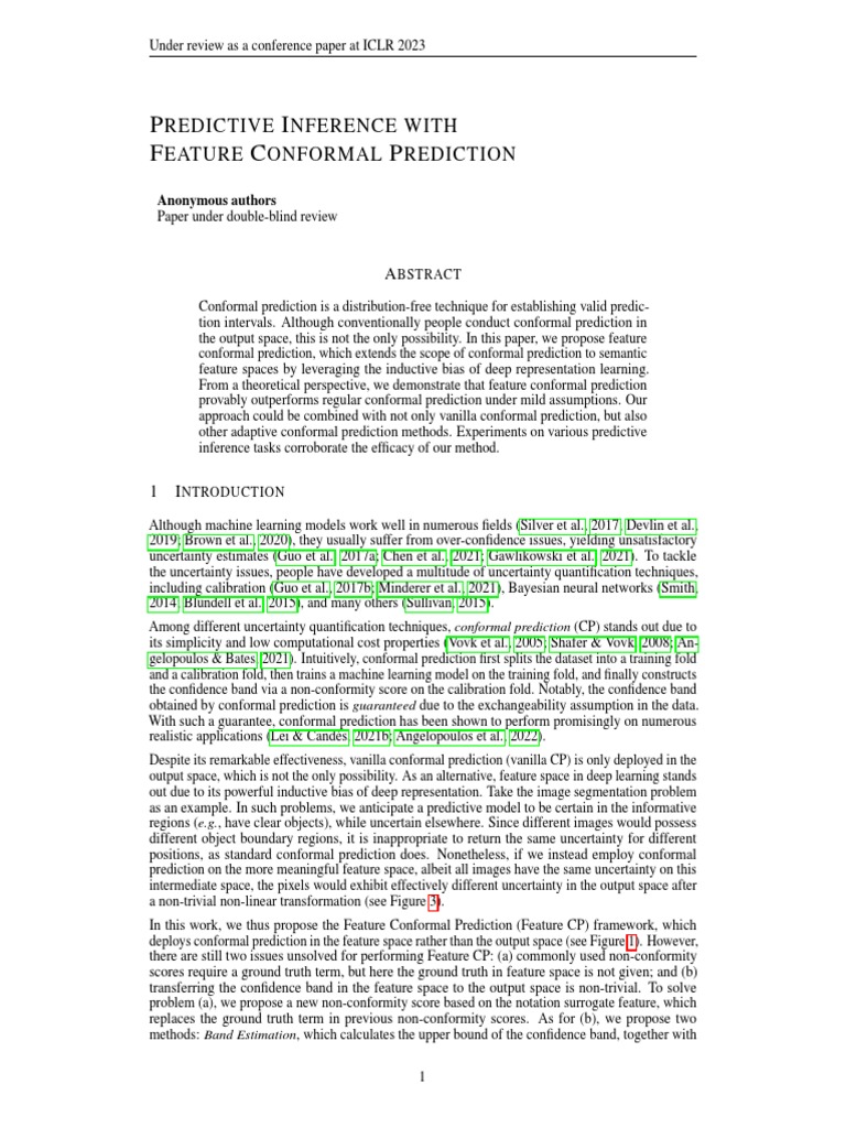 2023 - Anonymous - Predictive Inference With Feature Conformal Prediction | PDF