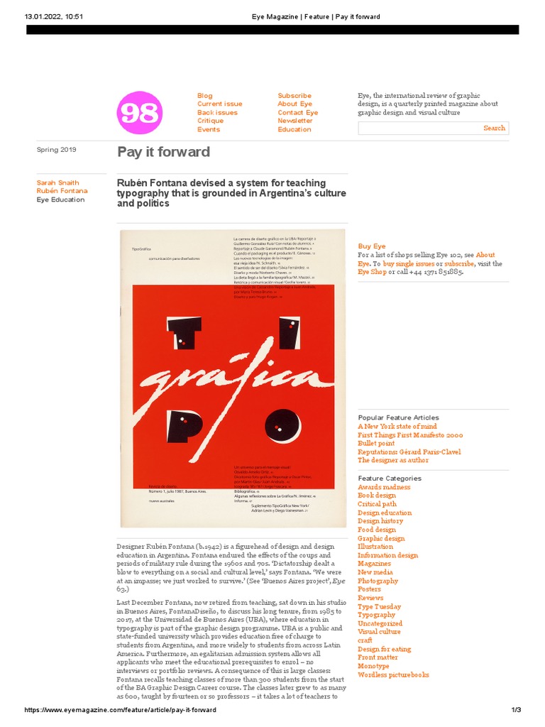 Eye Magazine - Feature - Pay It Forward | PDF