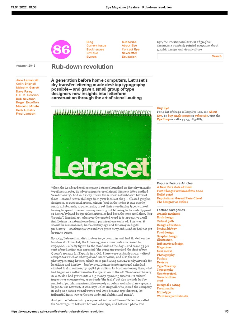 Eye Magazine - Feature - Rub-Down Revolution | PDF | Typefaces | Helvetica