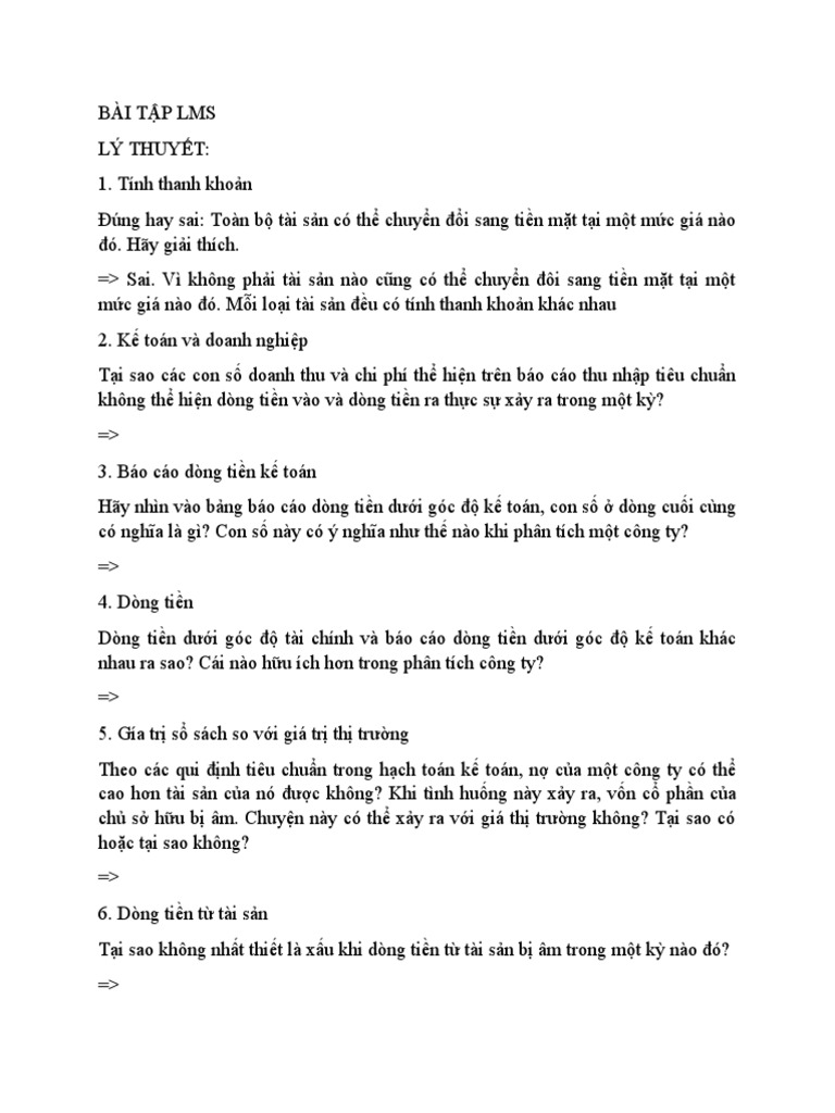 BÀI TẬP LMS | PDF