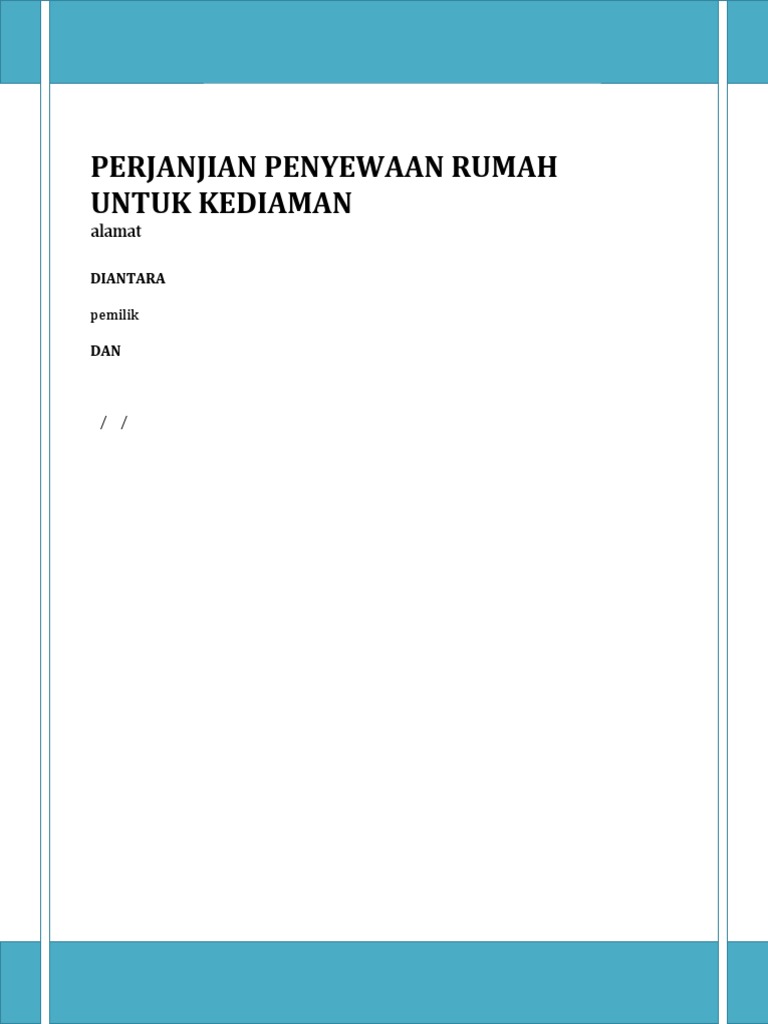 Perjanjian Sewa Rumah (Sample) | PDF