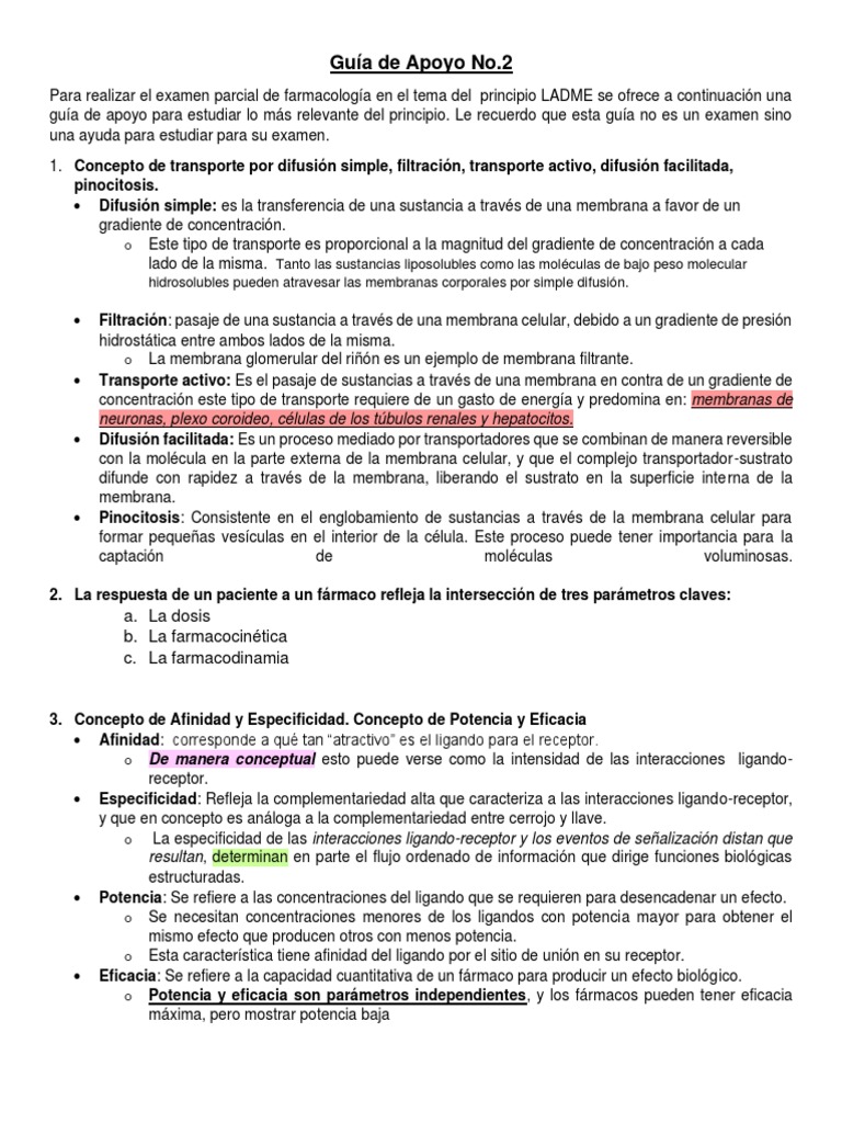 Guía de Estudio: Principio LADME en Farmacología | PDF