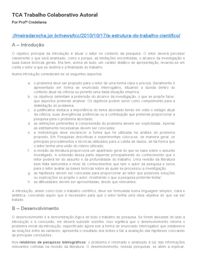 TCA Trabalho Colaborativo Autoral | PDF | Carreira e Crescimento | Arte