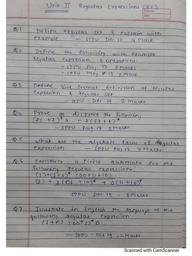 TOC Unit 2 Question Bank | PDF