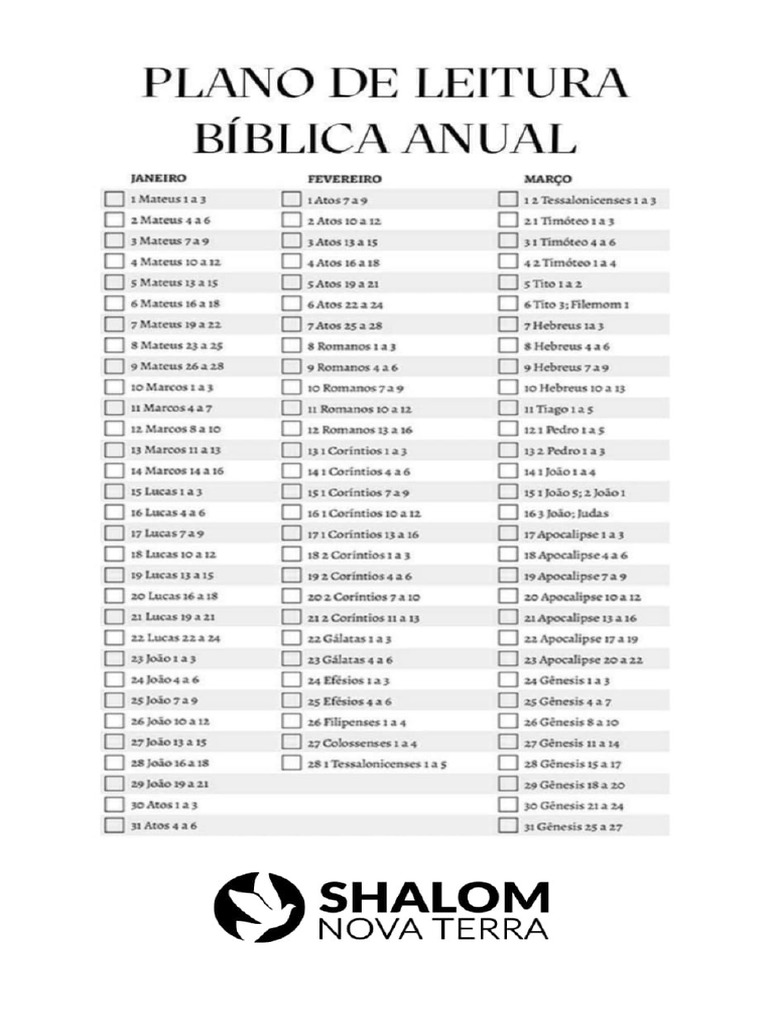 Plano de Leitura Bíblica Anual | PDF