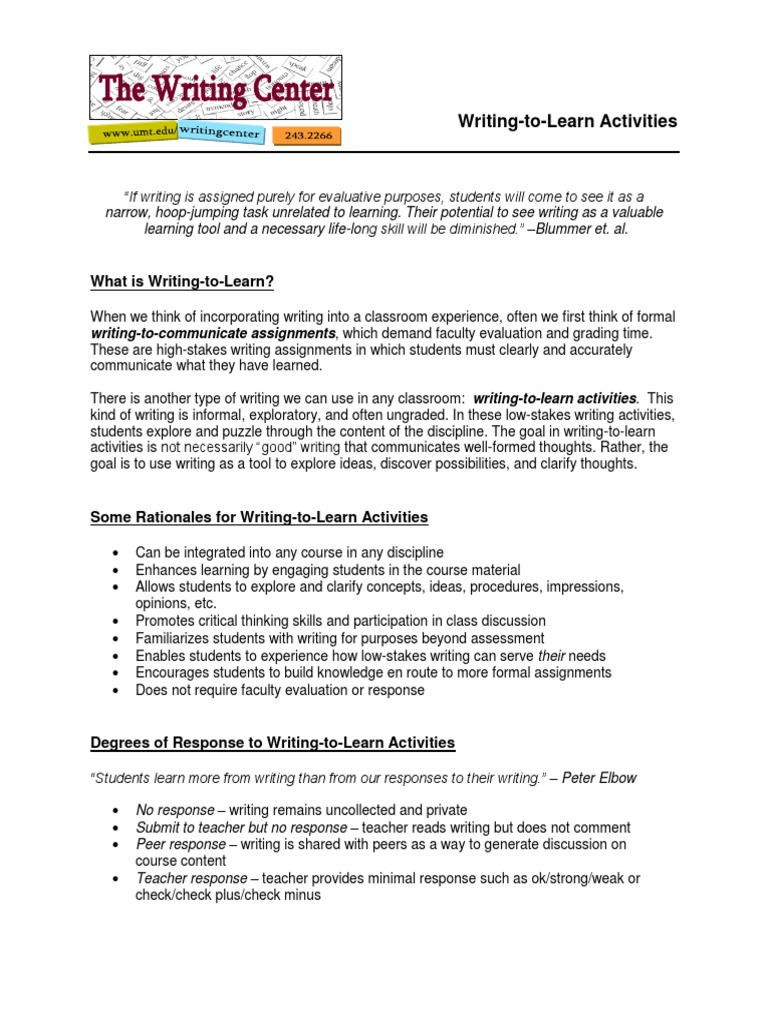 What Is Writing To Learn | PDF | Thought | Teachers