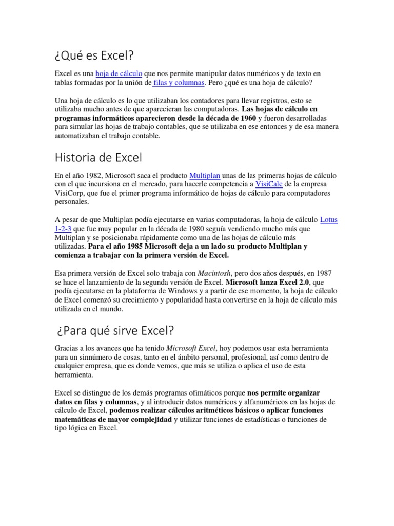 Que Es Excel | PDF | Microsoft Excel | Sistema operativo