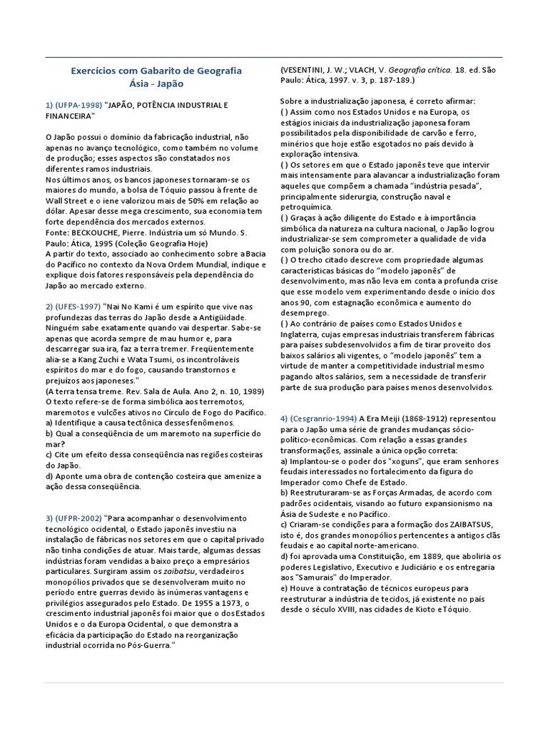 Japao_-_13_Quest%C3%B5es | PDF | Japão | Mar