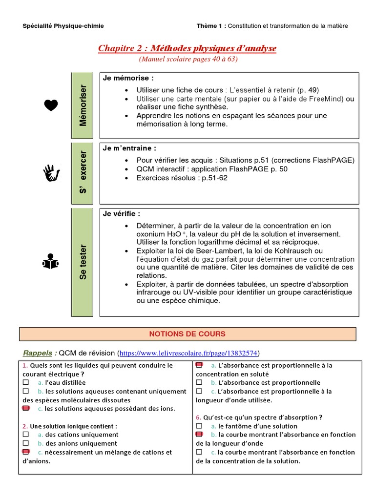 Méthodes d'analyse physico-chimique | PDF