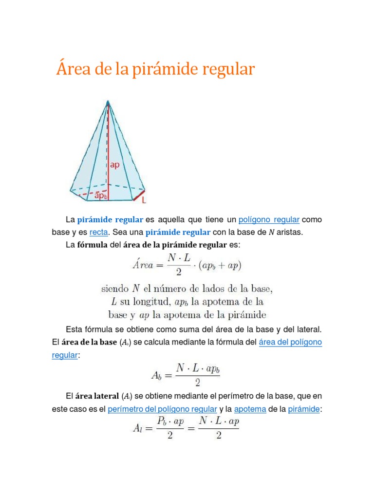 Fórmulas del área de pirámides regulares | PDF