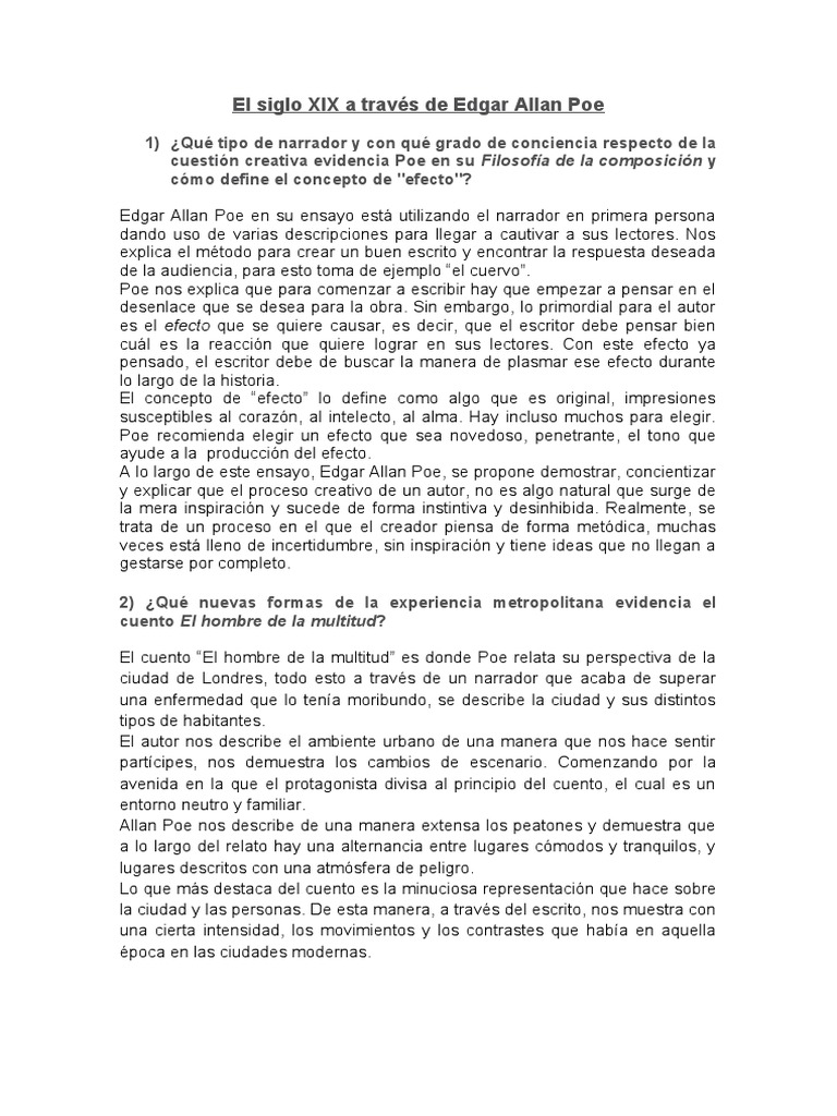 Poe y el siglo XIX: Efecto y Ciudad | PDF | Edgar Allan Poe