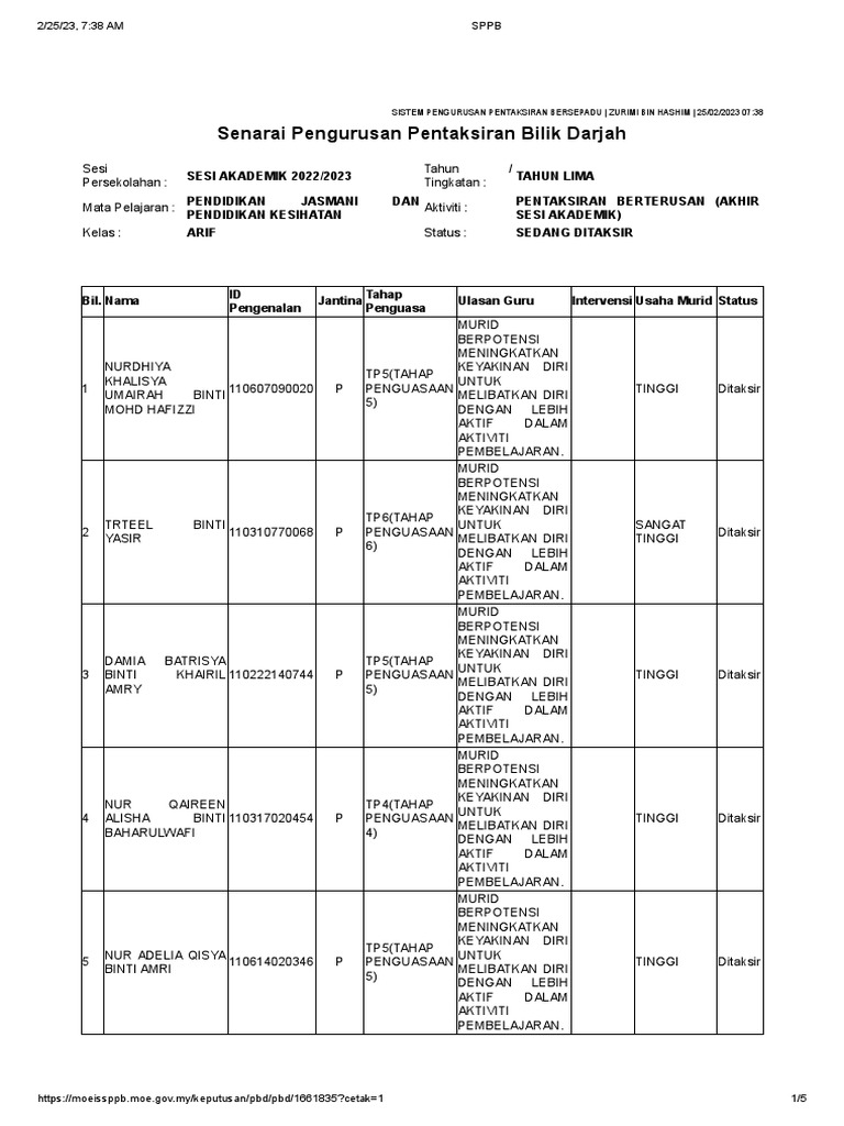 SPPB PJ 5A 2022 | PDF