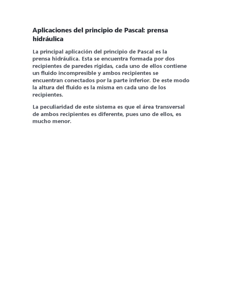 Aplicaciones Del Principio de Pascal | PDF