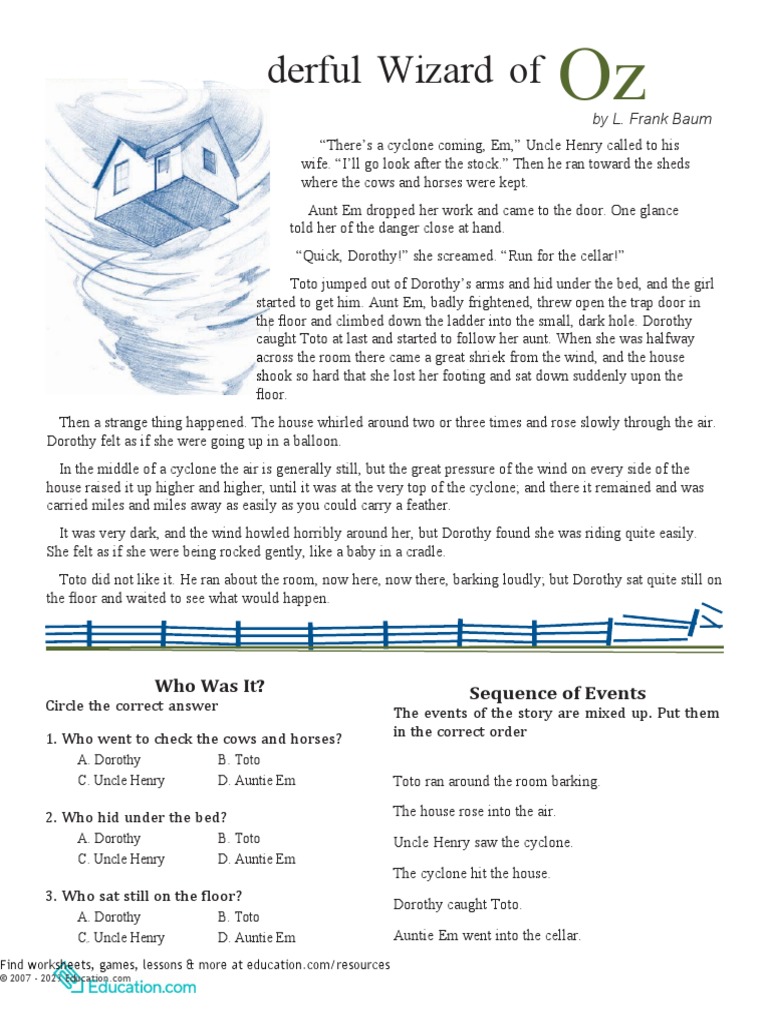 Reading Comprehension Wizard of Oz | PDF