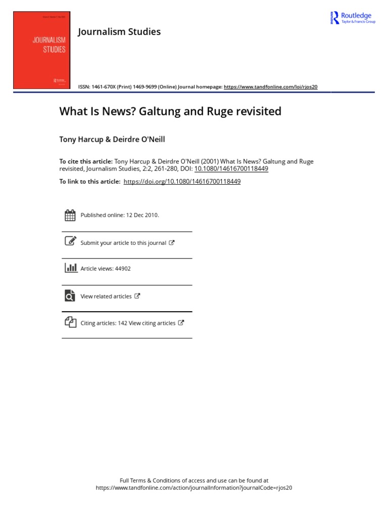 What Is News Galtung and Ruge Revisited | PDF