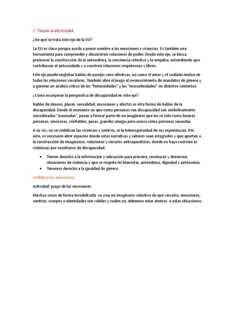 Afectividad y Discapacidad en ESI | PDF