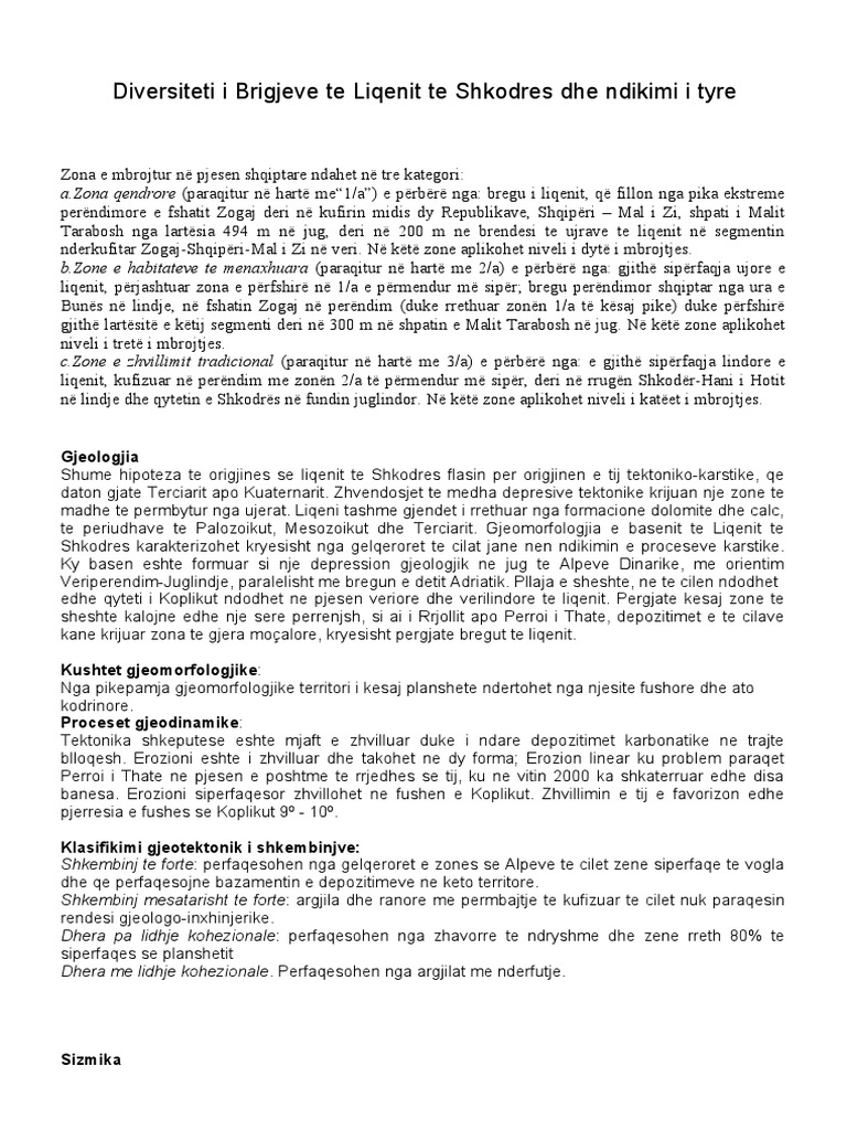 Diversiteti I Brigjeve Te Liqenit Te Shkodres | PDF