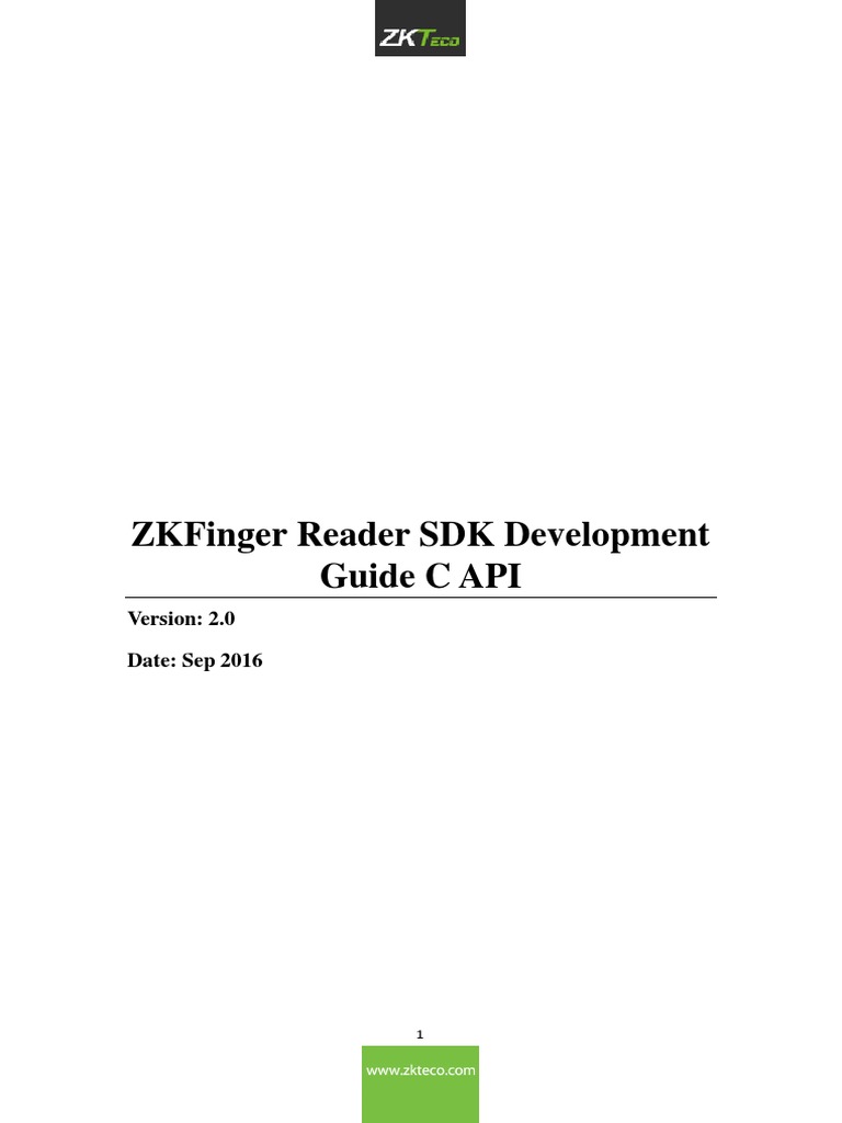 ZKFinger Reader SDK C API - en - V2 | PDF
