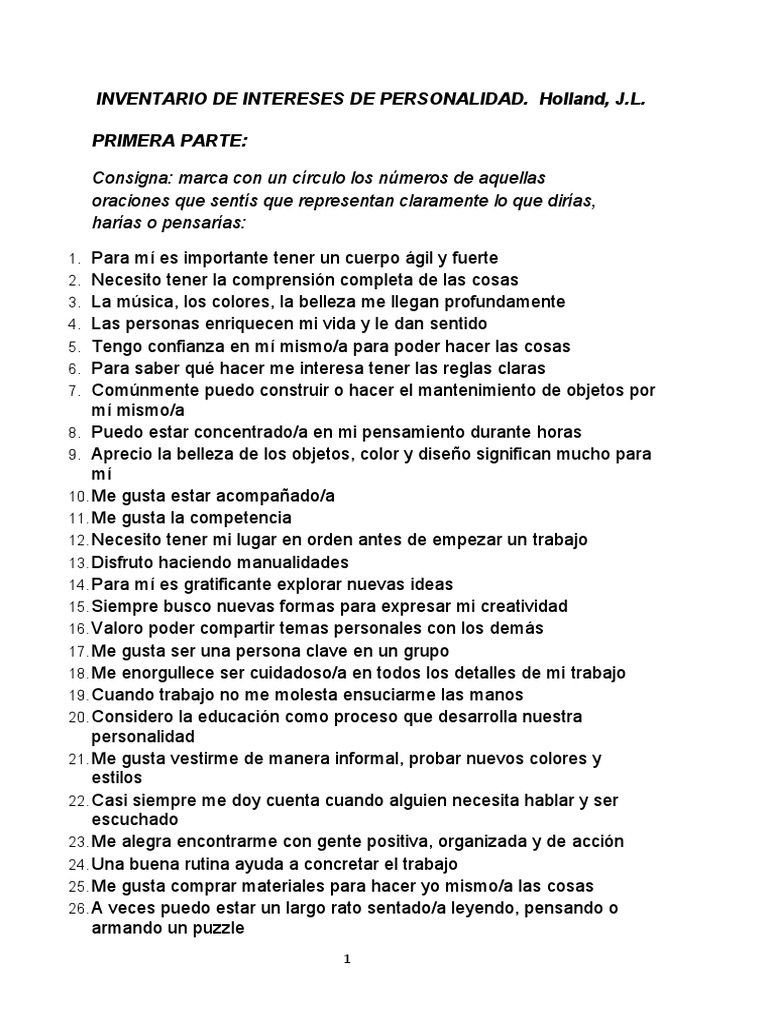 1-Test Holland Completo | PDF