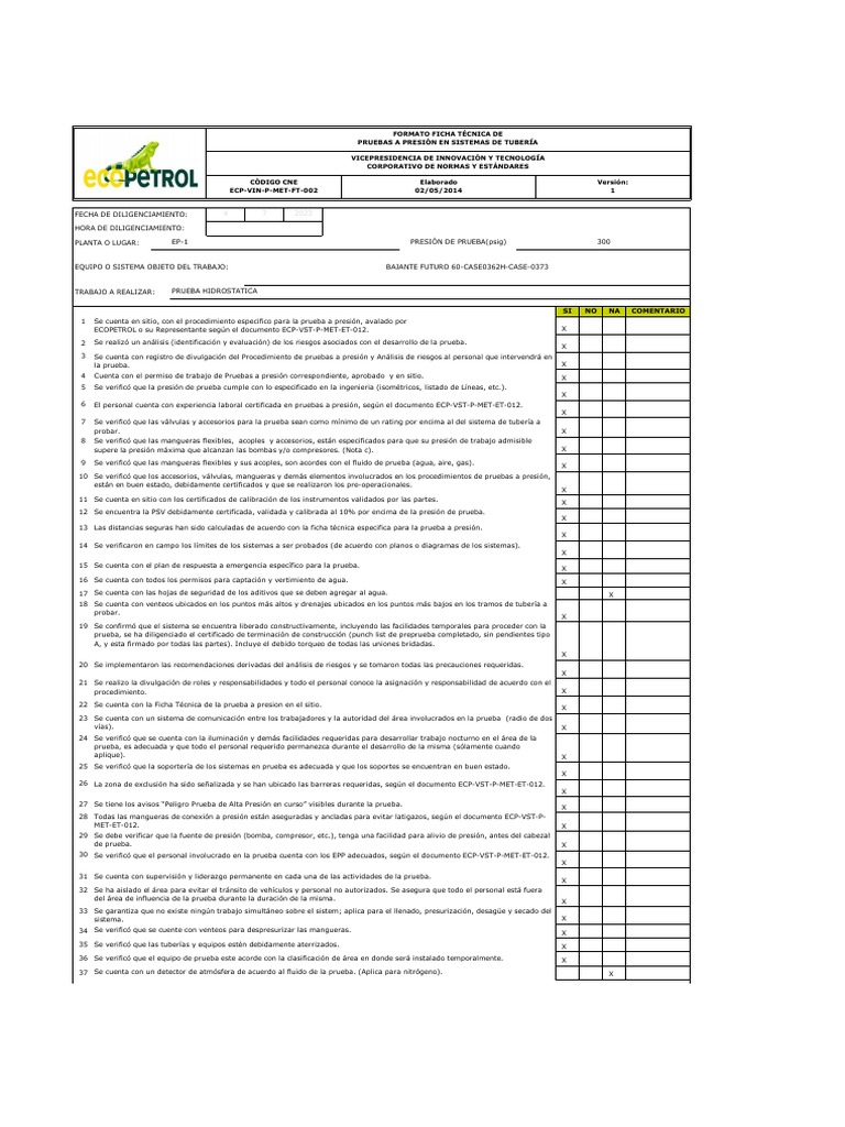 001 Ecp VST P Met FT 002 Check List PH Baj 0362h | PDF