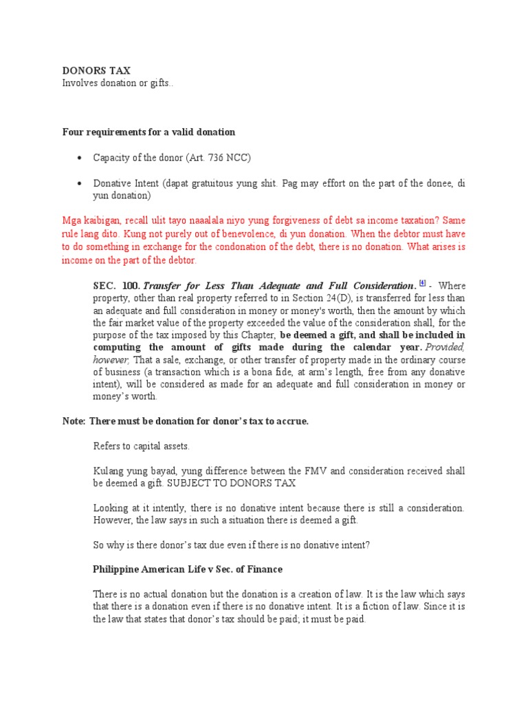 DONORS TAX-notes Tax 2 | PDF